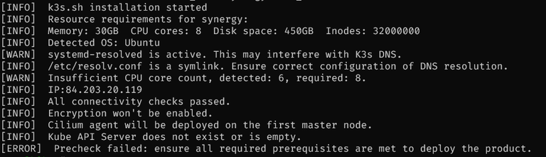Single node K3s installation